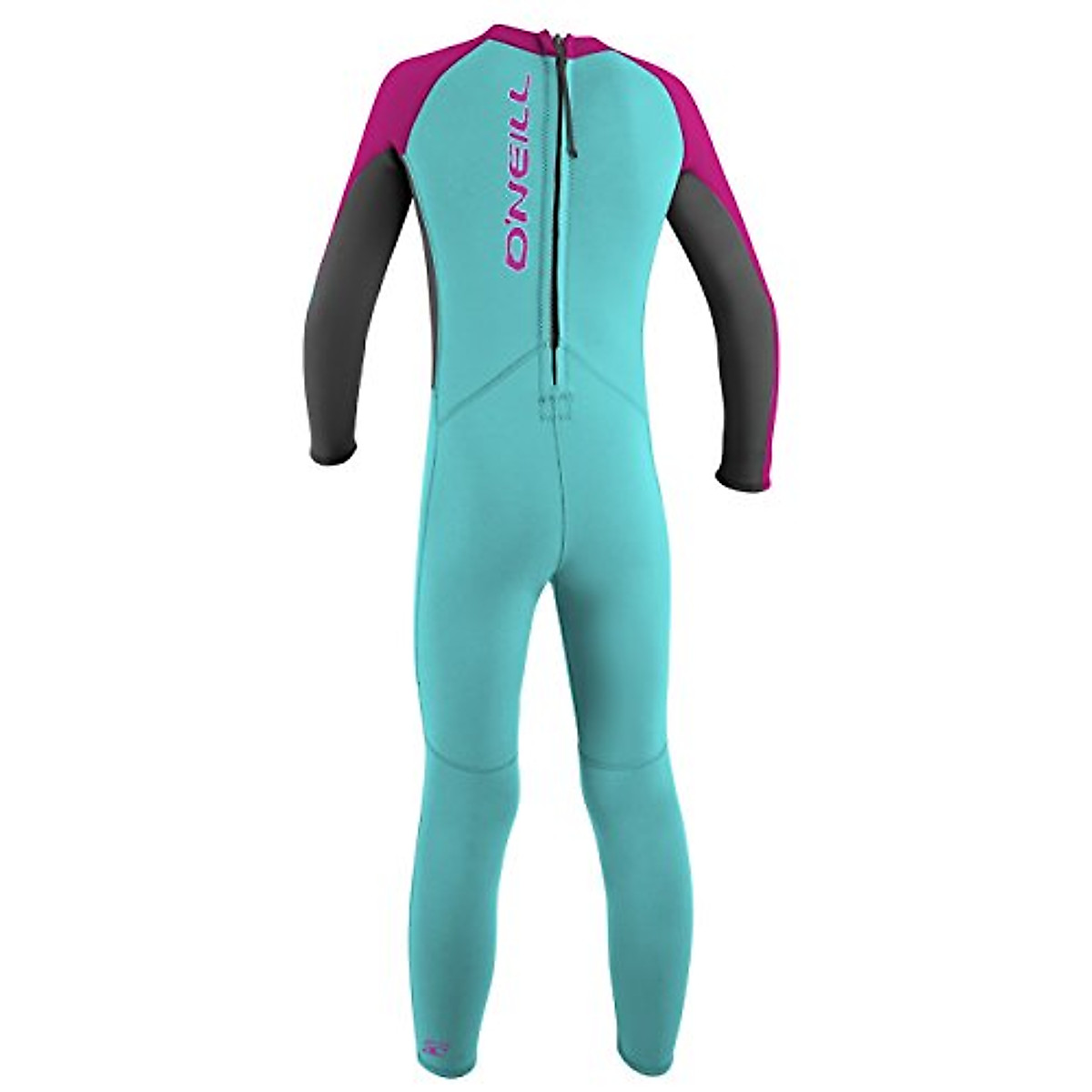 O'Neill Toddler Reactor-2 2mm Back Zip Full Wetsuit, Light Aqua/Graphite/Berry, 1