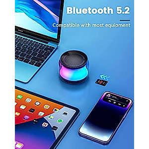 LENRUE Portable Bluetooth Speakers with Colorful Lights, Loud Sound, Small Bluetooth Speaker with Wireless Stereo Pairing, Mini Gifts for Kids, Teen, Girls, Boys, Women