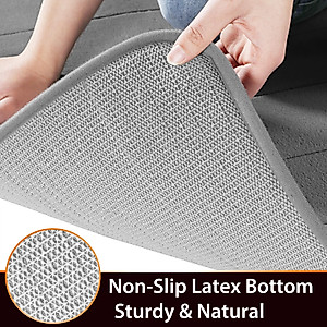 Yimobra Bathroom Rugs Sets 3 Pieces, Soft Comfortable Memory Foam Bath Mat and U-Shaped Toilet Rug Area Rug Set, Non-Slip Water Absorption Quick Drying Bath Rug, Home Decor Accessories, Grey