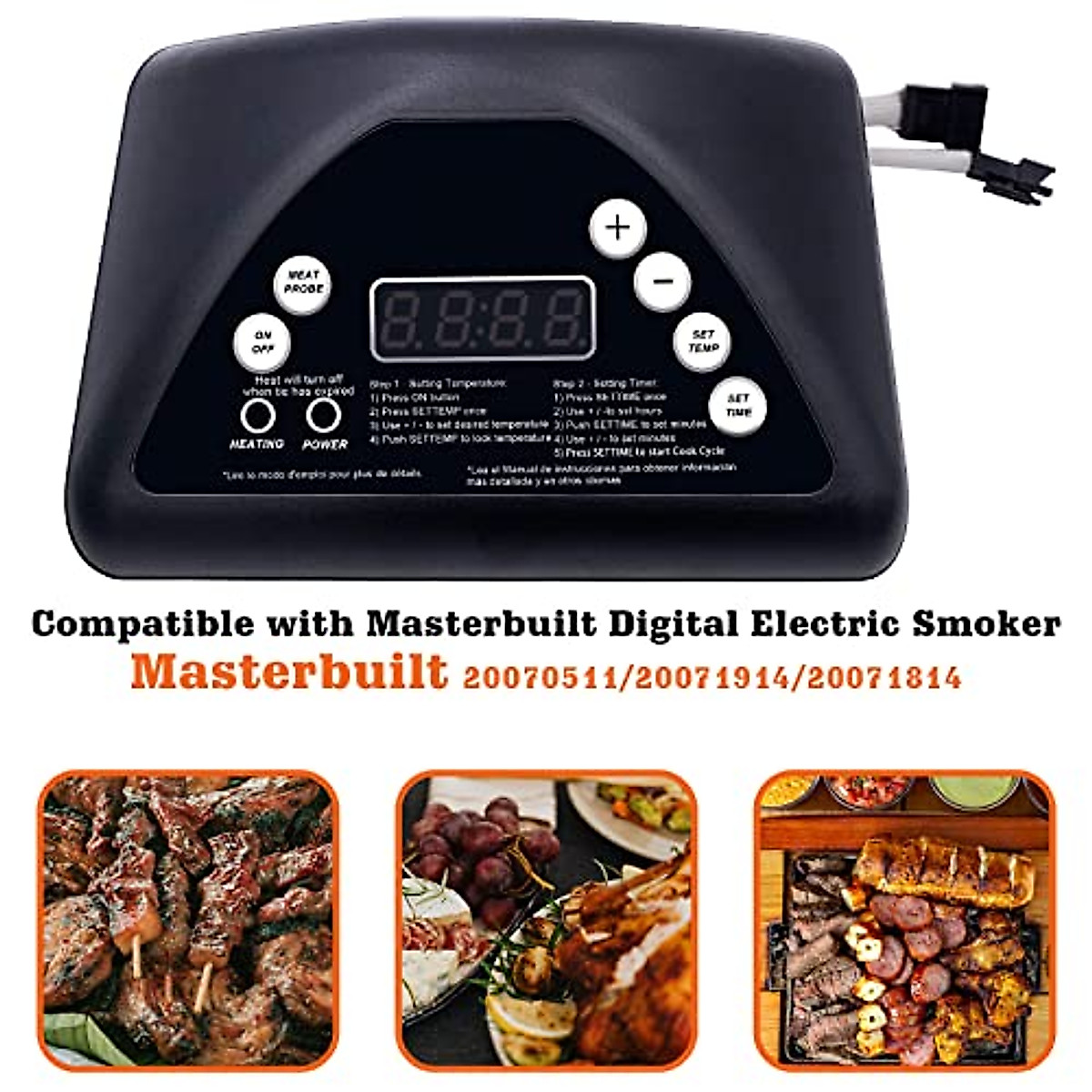Digital Control Panel Kit, Top Controller Replacement Part 9907100008 for Masterbuilt 20071914/20071814/20070511 Electric Smoker