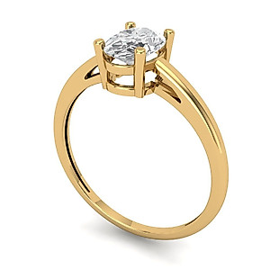 Clara Pucci 1.25 ct Oval Cut Genuine Clear Simulated Diamond Bridal Anniversary Engagement Promise 18K Yellow Gold Solitaire Ring 3.75