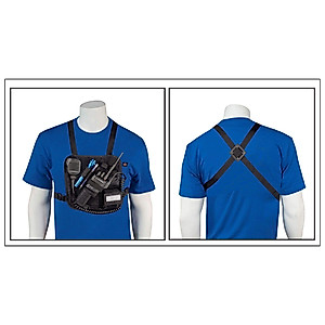 HOLSTERGUY RCH-201M (Mesh) Radio Chest Harness Shoulder Radio Holster Adjustable Chest Pack for Motorola ICOM Vertex Two-Way radios and walkie talkies Handmade in USA Black