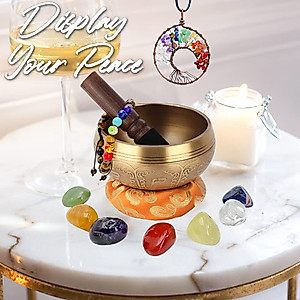 Relaehih Tibetan Singing Bowls Set-Hand-hammered in Nepal Sound Bowl for Meditation, Yoga, Chakra, Meditation Accessories, Unique Gifts for Women, Men (Yellow, 4 inch *1)