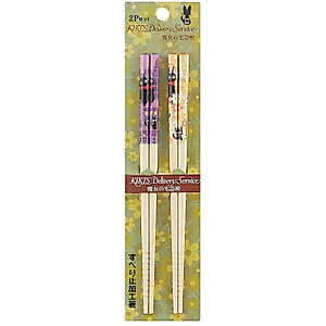 Kiki's Delivery Service Bamboo Chopstick 2pcs Set -Anti-Slip Grip for Ease of Use - Authentic Japanese Design - Lightweight, Durable and Convenient
