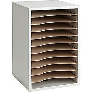 Safco Products Vertical Desktop Sorter, 11 Compartment 9419GR, Gray, Letter-size Shelves, Durable Laminate Finish. Home Office and Classroom Organization