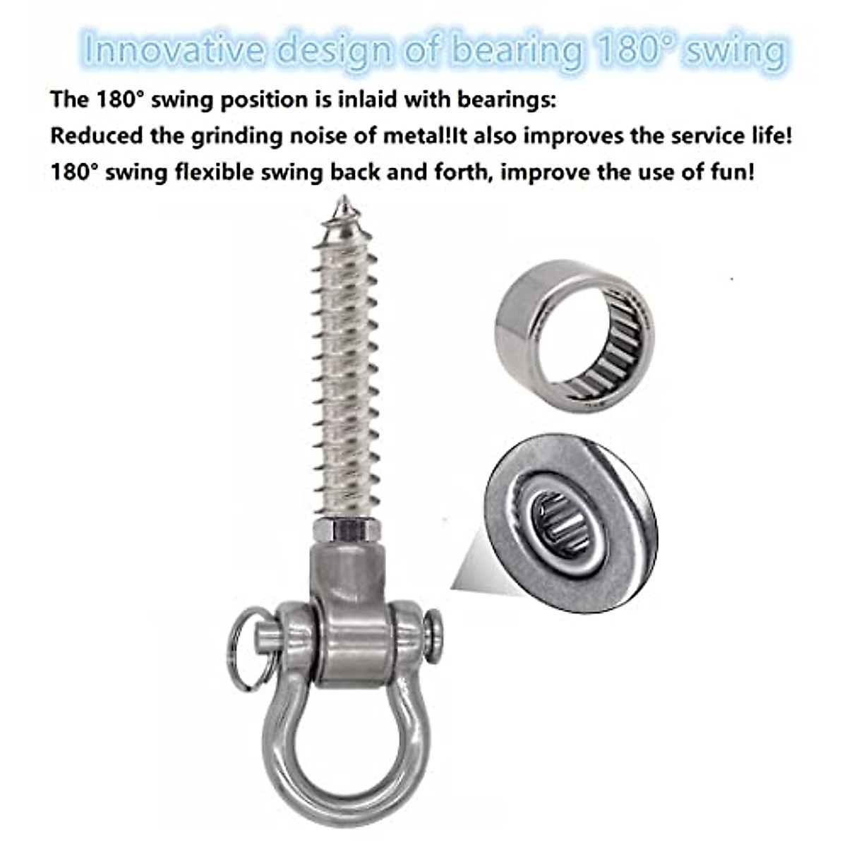 Dakzhou 2 Permanent Anti Rust Bearing Hanger Heavy Duty, 1500 LBS, 180° Swing Hardware, for Yoga Hammock Chair sandbag Playground Accessories