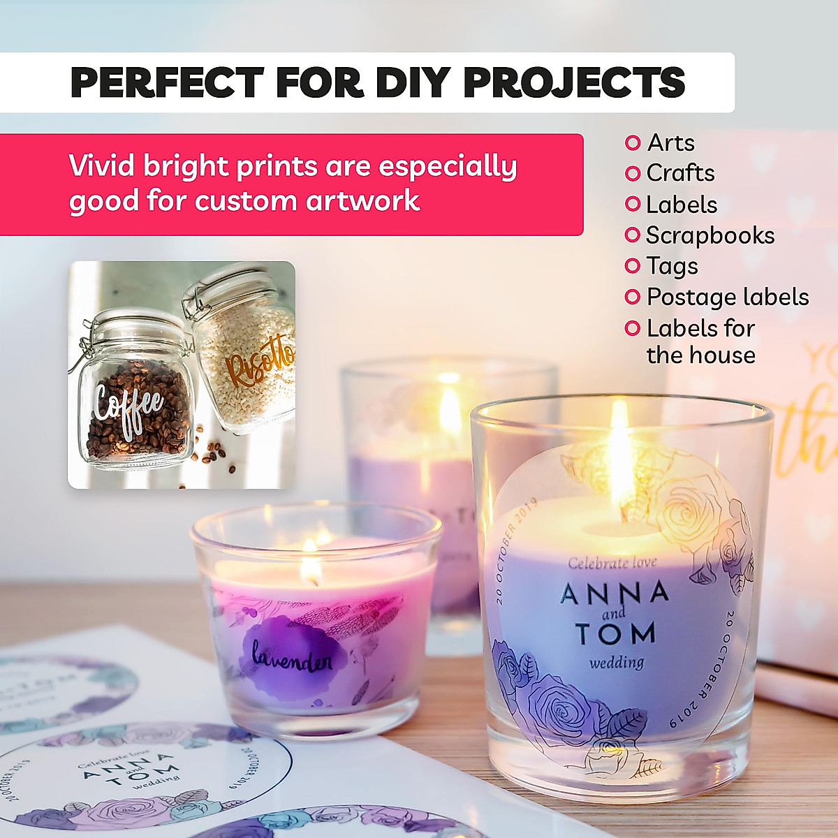 90% Clear Sticker Paper for Inkjet Printer (20 Sheets) - Glossy 8.5 x 11 - Printable Vinyl Sticker Paper for Cricut - Printable Sticker Paper - Transparent - Adhesive - Clear Sheets - Clear Labels