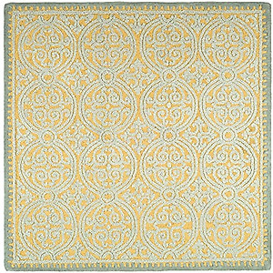 SAFAVIEH Cambridge Collection 4' Square Blue/Gold CAM234A Handmade Moroccan Premium Wool Area Rug
