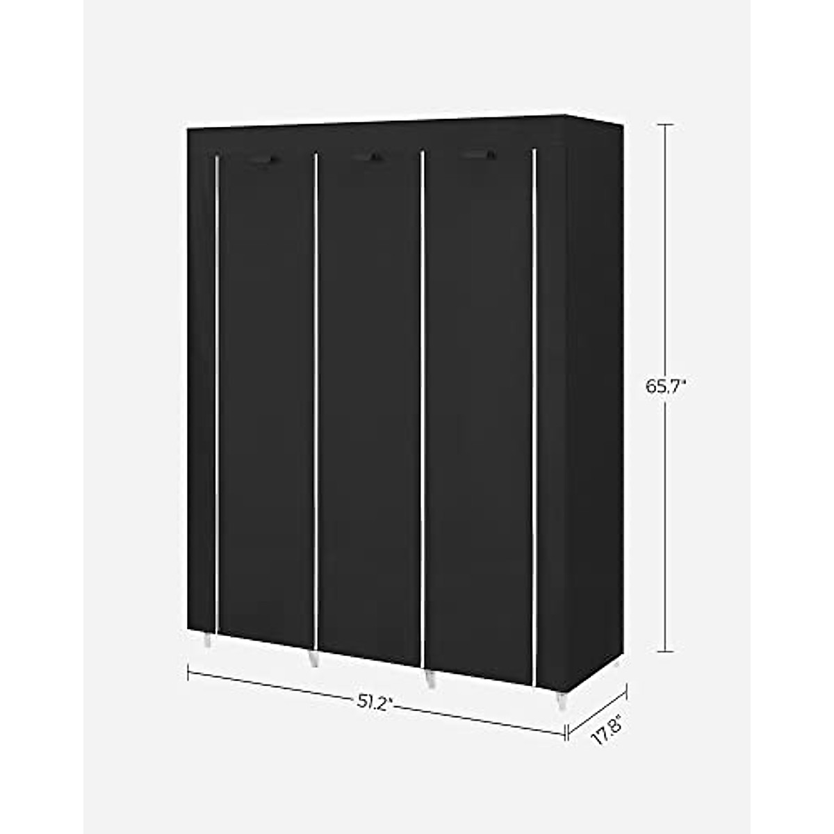 SONGMICS 51-Inch Portable Closet, Wardrobe Storage Organizer with 10 Shelves, Closet System with Hanging Rods and Cover, for Hanging Clothes, Quick and Easy Assembly, Black URYG93BK