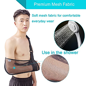Arm Sling for Shoulder Injury Broken Arm Elbow Medical Grade Quality Mesh Arm Support Small for Men Women Injury Recovery Arm Immobilizer Unisex, 13"-16" Black