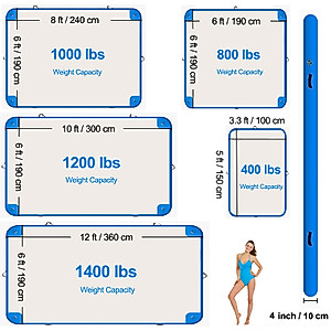 GZKYYLEGS Inflatable Lake Float for Adult, 10 ft x 6 ft Four Person Swim Deck with None-Slip Surface, Swimming Water Platform, Floating Island - Dock - Raft for Pool & Beach, Lake, River Fun