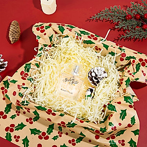 Whaline Christmas Tissue Paper Kraft Xmas Red Green Wrapping Paper 19.7 x 13.8 Inch Assorted Xmas Tree Holly Berry Christmas Tissue Paper for Gift Bags Holiday DIY Crafts Decor, 90 Sheet