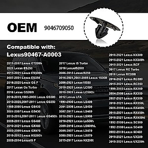 25pcs Hood Insulation Retainer Clip Compatible with Toyota Camry 4Runner Tacoma Tundra Lexus ES GS 9046709050 90467A0003