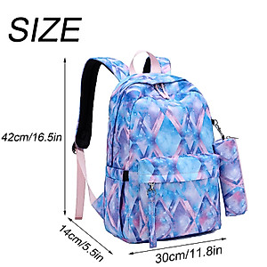 ZHIERNA Kids Backpack For Girls Teen ,3Pcs Set Cute elementary school Bag, 15.6in Laptop Daypack Bookbags With USB Charging Port … (Blue)