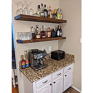 Joel's Antiques Floating Wall Shelf - 60-Inch Wood Decor & Long for Fireplace Mantel, Bookshelf, Bedroom, & Farmhouse - Wall-Mounted Rustic Stand, Wooden Hanging Display - Medium Brown, 60x10x2