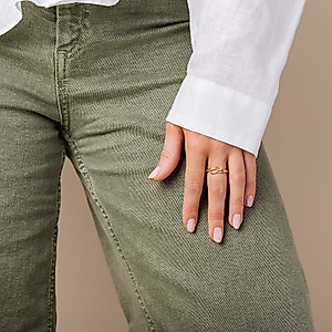 PAVOI 14K Gold Plated Open Twist Eternity Band Yellow Gold for Women Size 8