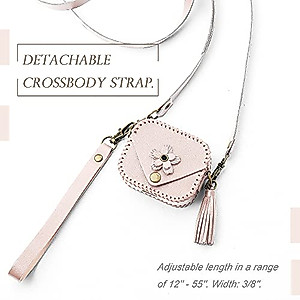 Secbolt Leather Cases Compatible with Airpod Pro Case Cover Cute for Women, Pink, Protective Cover Bag Purse with Strap Compatible with Apple AirPods Pro 2019