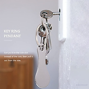 Kisangel 4Pcs Metal Shopping Trolley Tokens Shopping Cart Coin Quarter Portable Key Rings for Convenient Shopping Cart, Silver