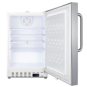 Summit Appliance SCR504SSTBADA 21" Wide Built-in Undercounter ADA Compliant Commercial All-refrigerator with Stainless Steel Door, Front Lock, Automatic Defrost and White Cabinet