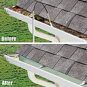 Telescoping Gutter Cleaning Tools, 12 Foot Gutter Cleaners from the Ground, Rain Gutter Cleaning Aluminum Wand, Garden Hose Attachment & Connection adapter