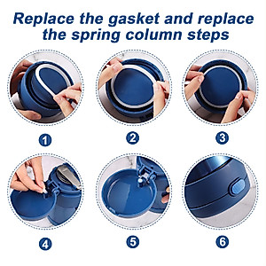 3pcs Food Jar Gaskets, Silicone Replacement O Ring with 3 Replacement Elastic Columns Replacement Lid Seals Food Jar Replacements Compatible with Thermos Funtainer 10 oz Food Jar