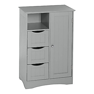 RiverRidge Ashland Collection 1 Door, 3 Drawer, Gray Floor Cabinet
