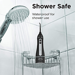 Waterfloss Water Flosser Small Cordless Water Pick Teeth Cleaner Dental Oral Irrigator with 4 Modes and USB Rechargeable Lithium Battery, Black