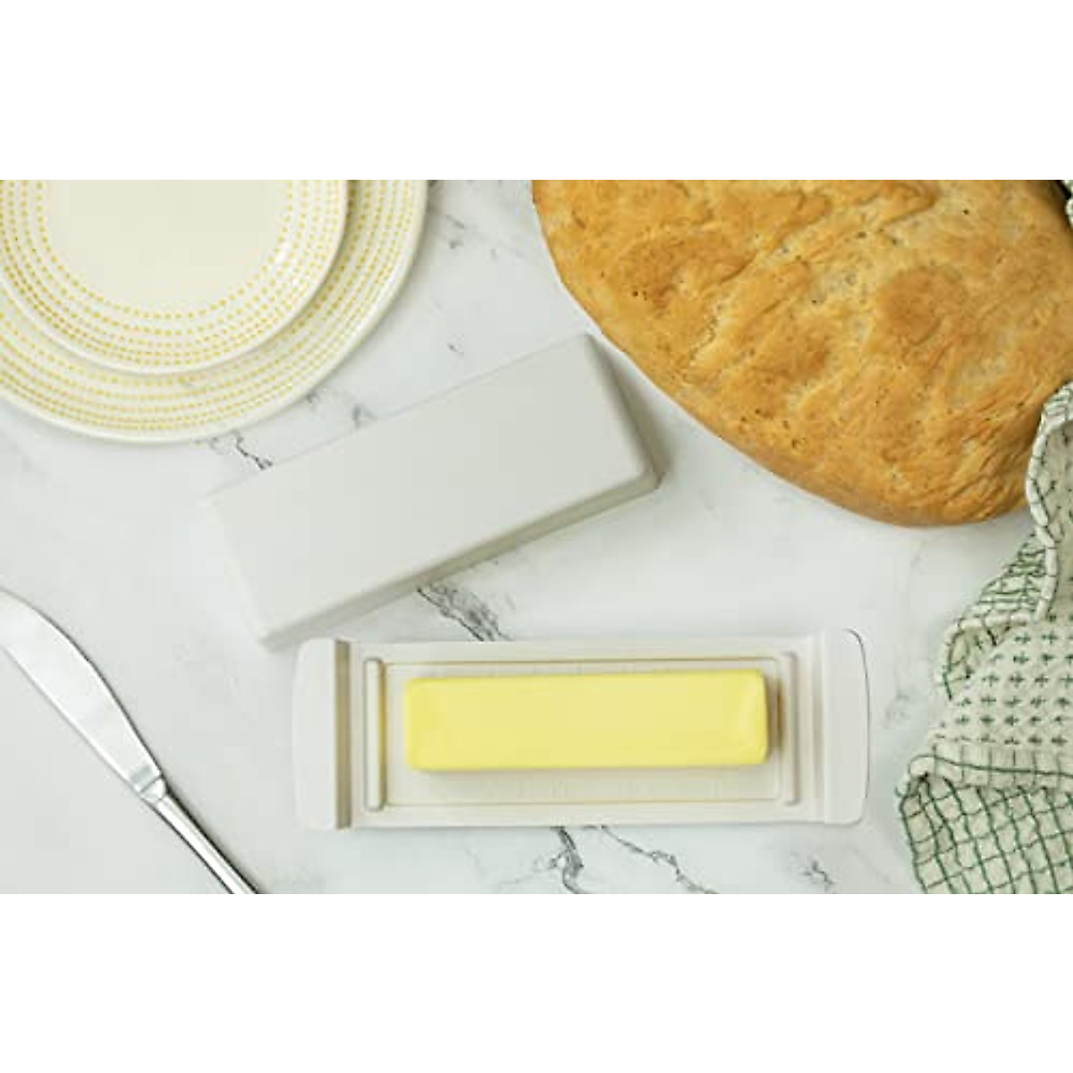 Bamboo Butter Dish with Lid for Countertop or Refrigerator Storage - Butter Stick Holder to Leave On Counter - Single Butter Stick Butter Tray Keeper for Kitchen & Fridge