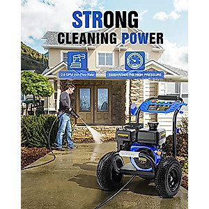 Gas Pressure Washer, ENGiNDOT 3400 PSI 2.6 GPM Gas Powered High Pressure Clean Machine with 212CC 7.0 OHV Engine, Soap Tank, 5 QC Nozzles, CARB Compliant - GPW3400