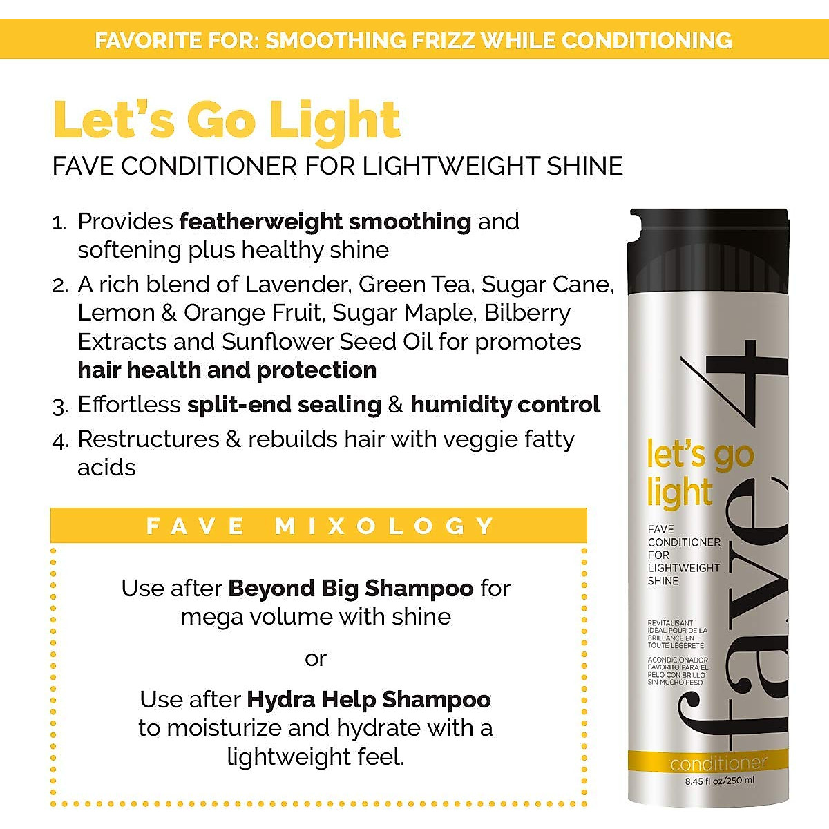 fave4 hair Travel Size Shampoo and Conditioner Set - Mini Beyond Big Volumizing Shampoo + Mini Let's Go Light Conditioner for Lightweight Volume and Shine, 2 fl oz