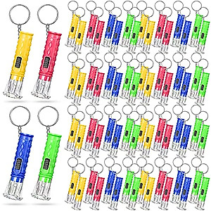 Jexine 100 Pcs Mini Flashlight Keychain Bulk for Kids Assorted Colors Torch Keyring Flashlights LED Keychain Flashlights Small Keychain Light Hiking Camping Christmas Party Favors (Classic)