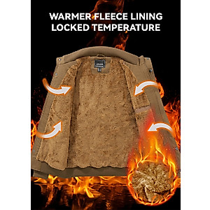 EKLENTSON Men's Warm Winter Coat, Khaki, X-Large