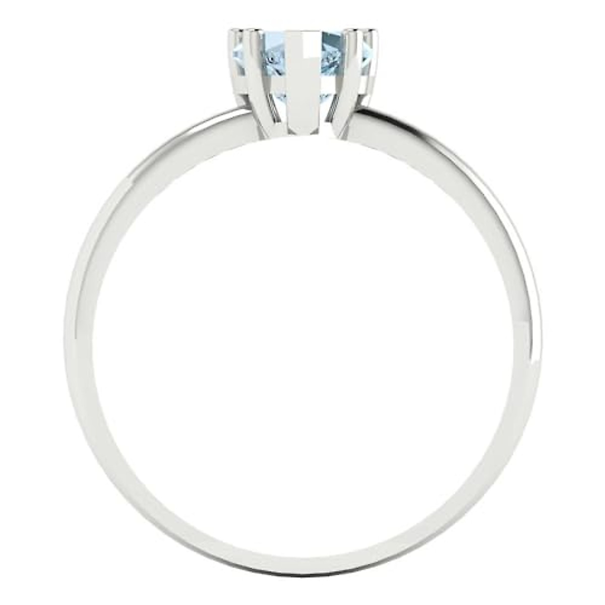 Clara Pucci 1.0 ct Heart Cut Solitaire Blue Simulated Diamond 5-Prong Engagement Bridal Promise Anniversary Ring 18K White Gold Size 7