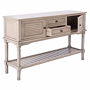 Safavieh Home Collection Tate Greige 2-Drawer Bottom Shelf 2-Door Console Table