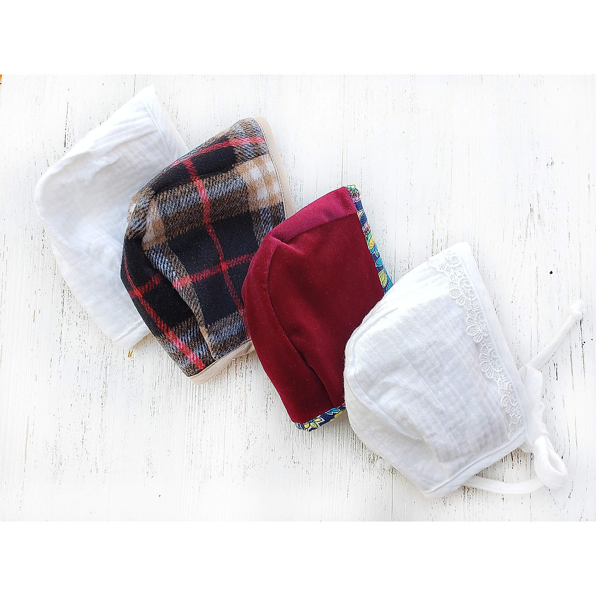 Baby Bonnet White Christmas Baby Girls Boys Bonnet Hat Soft Cotton Muslin Holiday Winter Spring Summer Fall (White NO Trim, premie/nb)