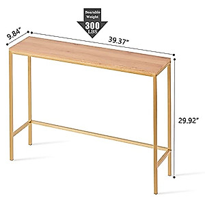 Cplxroc 39.4'' Console Table, Entryway Table, Entrance Sofa Table,Narrow Sofa Table, MDF Entry Table, Accent Coffee Table with Metal Frame, Couch Table Easy to Assemble for Hallway, Living Room (D)