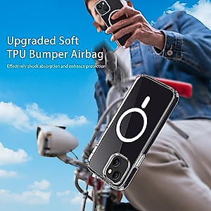 Hsefo Magnetic Case Compatible with iPhone 13 Mini Case, Compatible with MagSafe Wireless Charging, Transparent Anti-Scratch Back Shockproof Protective Slim Thin Phone Case Cover, Clear