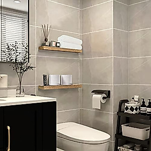 jmaisiu Floating Shelves, Set of 2 Wall Shelves with Invisible Brackets, 19.7Inch Natural Wooden Shelves for Wall Decor, Hanging Storage Shelves for Bedroom Kitchen Bathroom Living Room Decoration