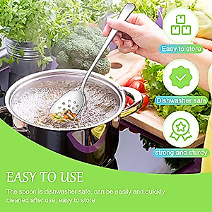 Cunhill 2 Pieces 8.3 Inches Slotted Spoon Stainless Steel Slotted Serving Spoon Cooking Colander Spoon with 16 Holes Strainer Skimmer Cooking Kitchen Utensils for Cooking Baking