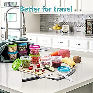 Mosville Small Containers with Lids - 6 Sets, 4 OZ Reusable and Leak Proof Salad Dressing Container and Condiment Containers, Baby Food Storage Containers Microwave & Dishwasher Safe…