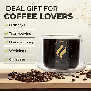 GLORAMA Double Walled Glass Coffee Mugs - 10oz Coffee Mugs for Tea, Espresso, & Cappuccino - Freezer & Microwave Safe Coffee Mugs Set of 2