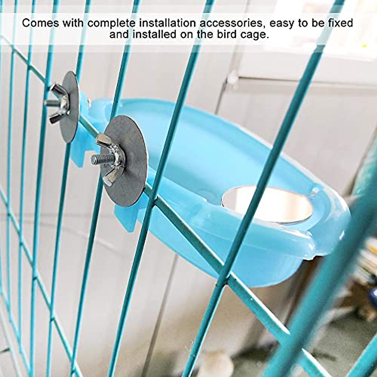 Hztyyier Bird Bath with Mirror, Portable Bird Bath Bird Bathroom for Pet Parrots Bird Cage Hanging Bath Accessories