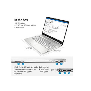 HP Newest Notebook, 15.6" HD Screen Laptop, Intel Core i3-1115G4 (up to 4.1 GHz with Intel Turbo Boost), 16GB DDR4 RAM, 256GB SSD, Webcam, HDMI, Wi-Fi, Windows 11 Home, Natural Silver. W/ELMTech