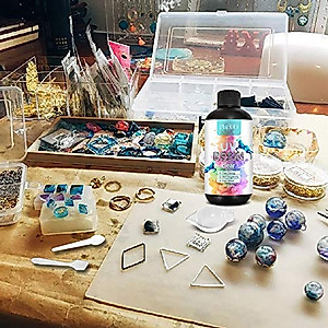 UV Resin Kit Clear Crystal for Jewelry Making 200g, Hard Type UV Epoxy Resin Glues Craft Kit for Molds with Starter Tool Kit by Puduo