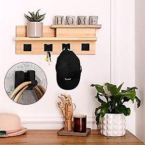 Folding Hideaway Coat Hooks 4 Pieces Heavy Duty Wall Hooks Black Towel Hooks for Bathrooms Retractable Coat Hook Space Aluminum Wall Hooks Hanging Hooks for Closet Scarf Hat Robe Key Purse Bag