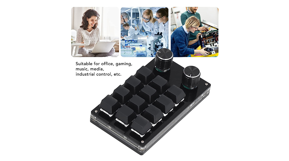 ASHATA Programmable Mechanical Gaming Keypad | 12 Keys, 2 Knobs