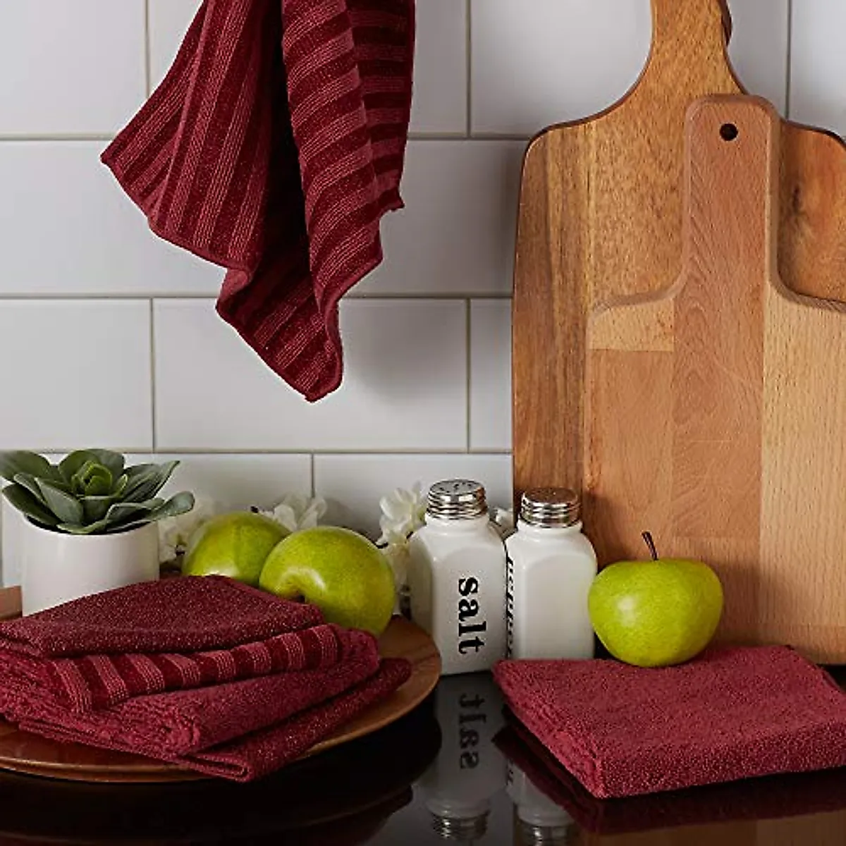 DII Microfiber Multi Purpose Cloths for Dishes, Stainless Steel and Glass for Cleaning, Drying and Polishing,12x12 (Set of 6) - Wine