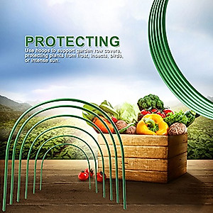 Marooma 6Pcs Greenhouse Hoops, 18.9 H x 18.9 W Plant Support Garden Stakes, Rust-Free Grow Tunnel 4ft Long Steel with Plastic Coated Support Hoops Frame for Garden Fabric, Garden Netting