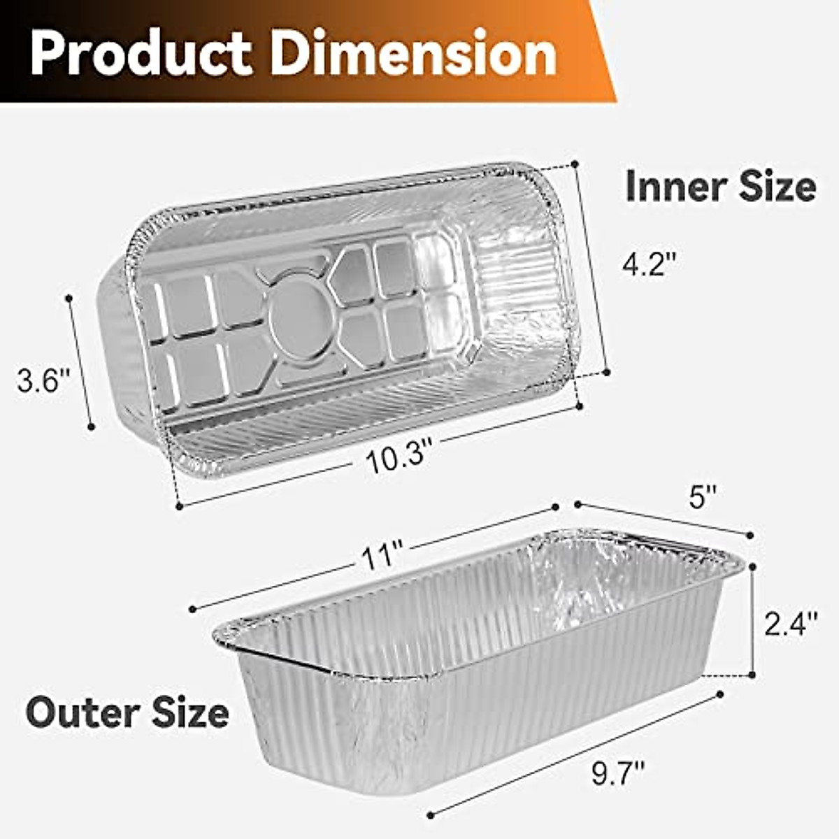 SHINESTAR 20-Pack Grill Drip Pans for Weber SmokeFire, Summit, Genesis Series, 11 x 5 Inch Disposable Aluminum Foil Grease Tray Liners