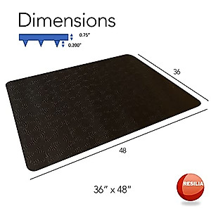 Resilia Office Desk Chair Mat - for Low Pile Carpet ( with Grippers ) Updated Black Swirl Spiral Pattern, 36 Inches x 48 Inches, Made in The USA